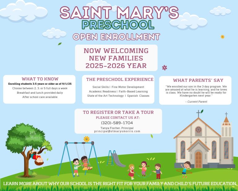 Preschool Open Enrollment - St. Mary's Catholic School